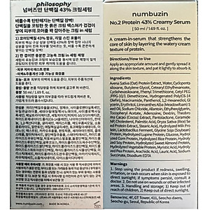 numbuzin No.2 Creamy 43% Protein Serum | Protein Cream Serum with Oat Protein, Ceramide, Panthenol for Skin Barrier | Korean Skin Care for Sensitive, Loose Skin | 1.69 Fl Oz