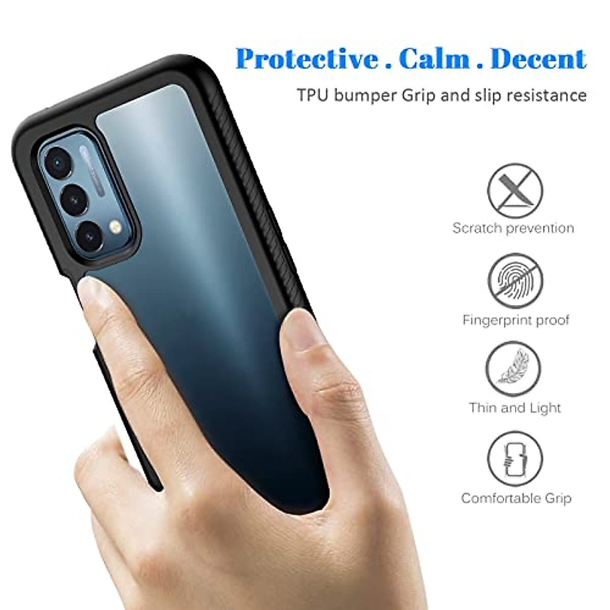 seacosmo Magnetic Case for Oneplus N200, Screen Protector and Camera Lens Protector, [Military Grade][Full Body Protection], for Oneplus N200 Case, Black