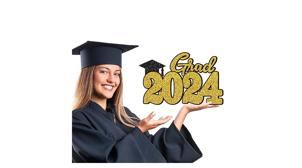 Gold Graduation Party Decorations for Class of 2024 | Photo Prop Sign