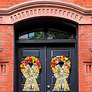 ALIBBON 2 Rolls 2.5" × 5 Yd Bumble Bee Gnome Wired Edge Ribbon Honeycomb Burlap Ribbons Spring Honeycomb Ribbon Yellow Ribbon for Wreaths DIY Crafting Gift Wrapping Party Decoration