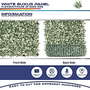 Windscreen4less Artificial Faux Ivy Leaf Decorative Fence Screen 20'' x 20" Boxwood/Milan Leaves Fence Patio Panel, Buxus White 14 Pieces