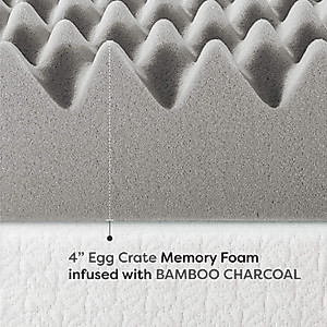 Best Price Mattress Mellow 4 Inch Egg Crate Memory Foam Mattress Topper with Infusion, Full