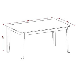 East West Furniture CAGR5-OAK-W Dining Set, 5-Piece
