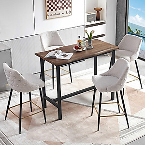 Homedot Counter Height Barstools Set of 2, Upholstered Home Kitchen Dining Chair Boucle Bar Stools with Backrest, Modern Bar Chairs with Footrest for Kitchen Island, Dining Room