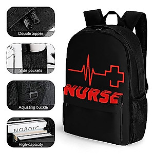 Nurse Heartbeat Red Cross Laptop Backpack for Men Women Shoulder Bag Business Work Bag Travel Casual Daypacks