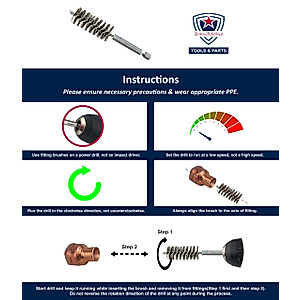 3-Size[6pc] Fitting Cleaning Brush Set (1/2, 3/4, 1.0-inch) Copper Pipe Cleaner for Power Drill, Stainless-Steel Wire Bore Brush, Metal Tube Brushes, Prep Copper/Bronze/Brass Fittings for Soldering