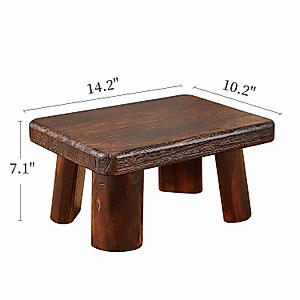 GZQWDC Wooden Foot Stool,Kids Wooden Bench,Wood Stool,Small Wood Bench,Wooden Steps,Kitchen Step Stool,Wood Plant Stand (14.2"x10.2"x7.1")