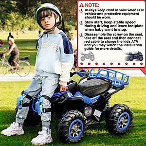 Soar Four Wheeler for Kids - Electirc Toddler 4 Wheeler for Kids 3-6, Ride on ATV 12v Battery Powered, Kids Quad with LED Lights, Music, High Low Speed, USB/TF, Treaded Tires, Blue