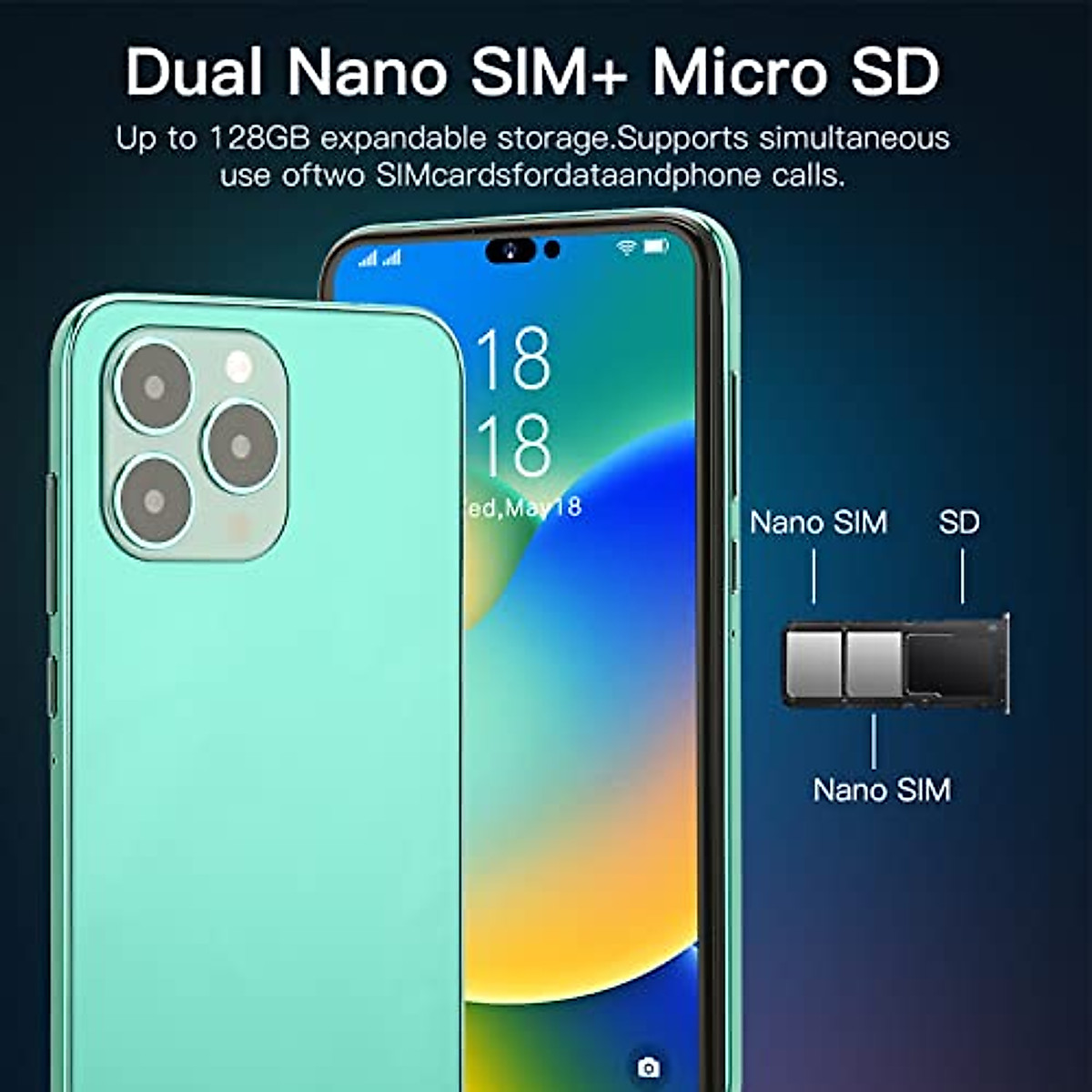 3G Unlocked Cellphone, 6.1 Inch HD Screen, Dual SIM Slots 3G Cellphone,2GB RAM 32GB ROM, Face ID Unlocked Mobile Phone for Android 10 4000mAh(Green)