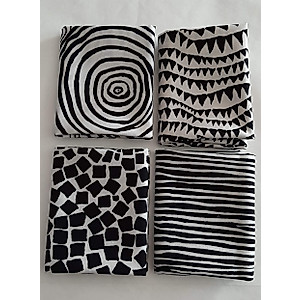 4 (Four) Kaffe Fassett Fat Quarters FQ 18 x 22 Cotton Fabric Quilt Black & White