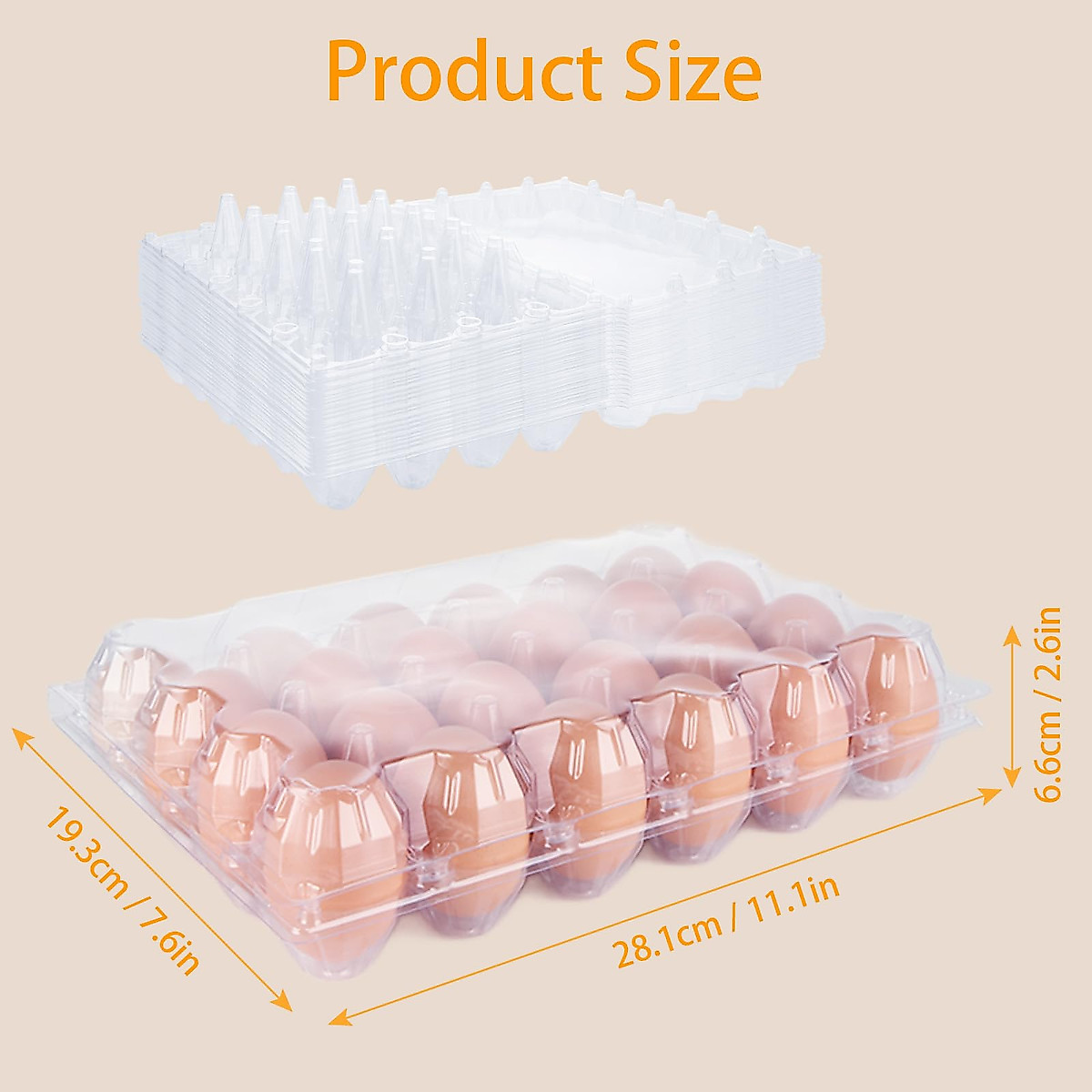 Oungy 36 PCS Plastic Egg Cartons Cheap Bulk 24 Count Clear Blank Egg Cartons with Free Labels Holds up to 24 Eggs Securely Reusable Egg Carton for Family Pasture Chicken Farm Market Display, 4x6 Grids