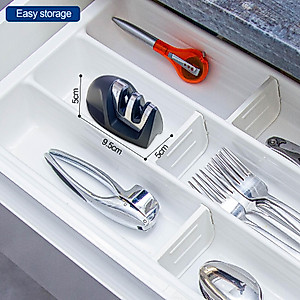 Vosda Knife Sharpener, 2-Stage Coarse & Fine Kitchen Knife Sharpener Tool, Black Afilador De Cuchillos, Scissor Pocket Knife Straight Knives Professional Sharpening Tool, Non-Slip Base