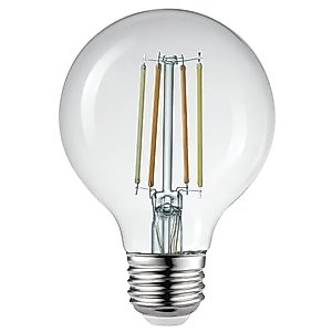 Globe Electric 34920 Wi-Fi Smart 5.5W (60W Equivalent) Straight Filament Tunable White Clear LED Light Bulb, No Hub Required, Voice Activated, 2000K - 5000K, Vintage Edison Style, G25 Shape, E26 Base