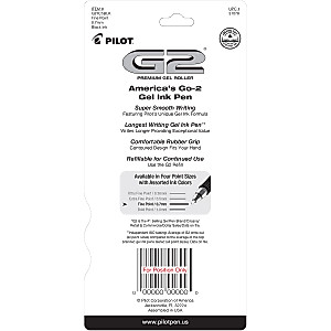 PILOT G2 Premium Refillable and Retractable Rolling Ball Gel Pens, Fine Point, Black Ink, 5-Pack (31078)