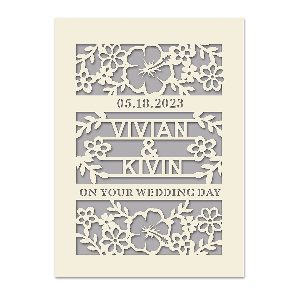 EDSG Personalized Wedding Card for Lover Couples Wedding Greeting Card Gifts Wedding Memory Keepsake Greeting Card for Girl Women Wife Her Anniversary Card for 65th 16th with Envelopes(Gray)