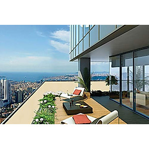 DearHouse Balcony Privacy Screen Cover, 3.5ft x16.5ft Privacy Screen Balcony Shield for Porch Deck Outdoor Backyard Patio Balconys, Includes 35 pc Cable Ties