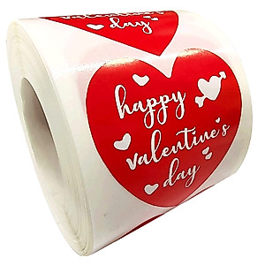 wootile Valentine's Day Heart Stickers, 2" Red Heart Shaped Labels 500 Pcs, Matte Finish for Gift Wrap, Decorations, Wedding Invitations, Party Favors, Crafts