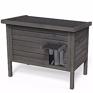 GDLF Outdoor Cat House Feral Cat Enclosure 100% Insulated All-Round Foam Weatherproof Solid Wood Large Size for Multiple Cats 34.5" L*21.5" W*27.2" H