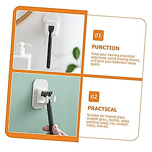 Angoily 4pcs Paste Hook Wall Clothes Rack Razor Hanging Holder Shower Shaver Hooks Adhesive No Punching Abs White