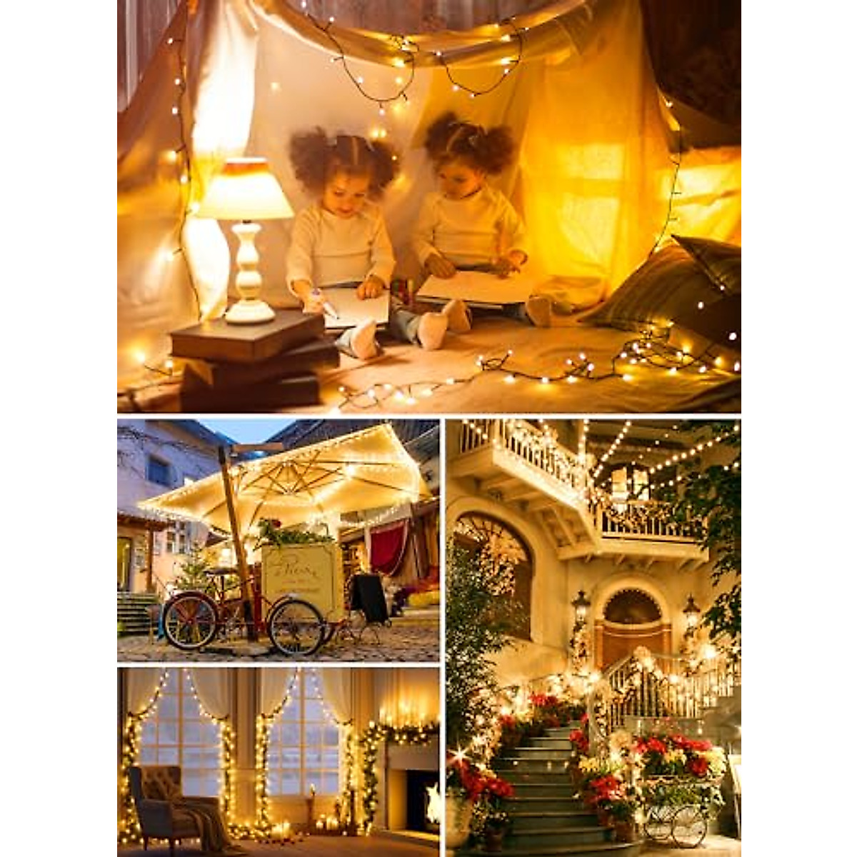 2-Pack 480LED 170FT Total Solar Outdoor Lights IP65 Waterproof Solar Powered Lights with 8 Lighting Modes for Party Garden Yard Home Holiday Tree Decoration Lighting, Warm White