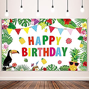 Hawaiian Luau Birthday Party Decorations Supplies Hawaiian Party Backdrop Luau Party Background Tropical Hawaiian Jungle Theme Flamingo Pineapple Party Banner Summer Beach Pool Photography Background