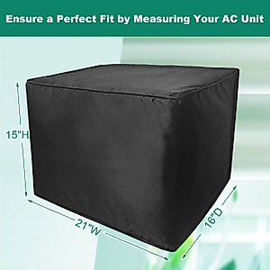 Outside Insulated Window Air Conditioner Cover for Outdoor Waterproof AC Unit, 21x 15x 16 Inches (Wx Hx D)- Black