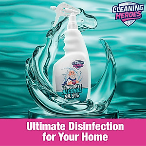 CLEANING HEROES 99% Isopropyl Alcohol Spray, 32 Fl. Oz - Ultimate Rubbing Alcohol Cleaner for Electronics, Wounds, and Household Use