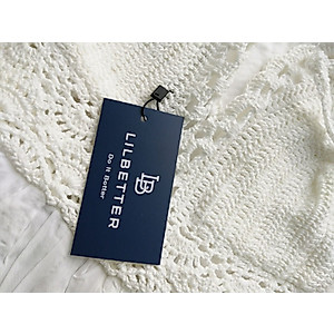 LILBETTER Women's Beach Crochet Backless Bohemian Halter Maxi Long Dresses (White,X-Large)