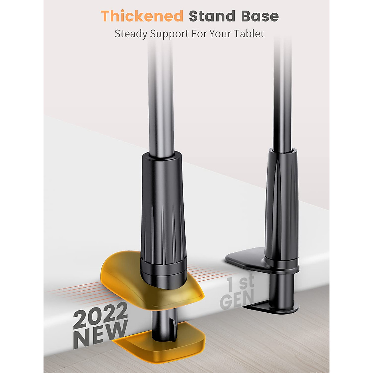 eSamcore Tablet Stand Holder, Gooseneck Phone Holder for Bed Cell Phone Stand for Desk Recording, Powerful Phone Grip Clamp Mount Compatible with All 4.7" - 11" Screen