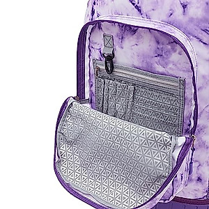Travelers Club Rolling Backpack with Shoulder Straps, Purple Tye, 18-Inch