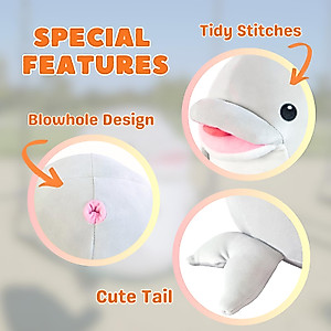 PlenPLAY 15" Large Baby Whale Plush Toy Pillow - Super Soft and Huggable Plushies for Kids and Whale Lovers - Meet G.Ricky, Your Cute Ocean Companion