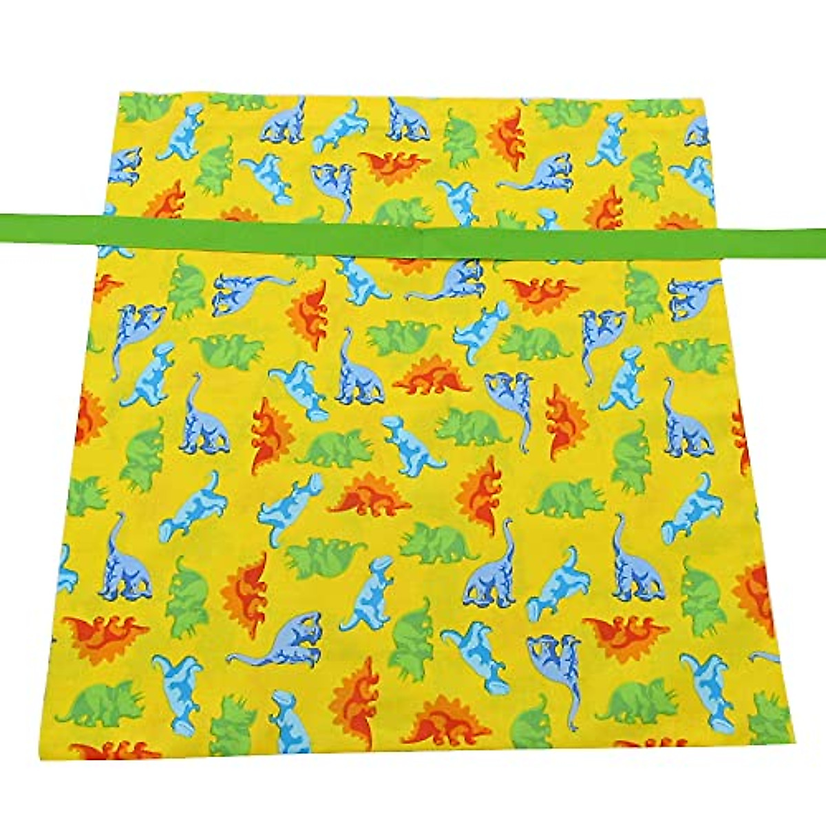 VZWraps Dinosaurs Reusable Fabric Gift Bag for Birthday, Baby Shower or Any Occasion (Yellow, Medium 17 Inches Wide by 18 Inches High)