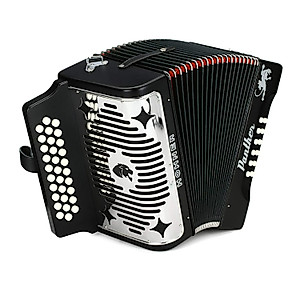 Hohner Accordions 3100FB Panther 3-Row Diatonic Accordion - Keys of F/Bb/Eb - Black Bundle with Hohner AGB Gig Bag (2 Items)