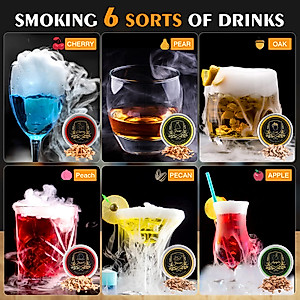 Whiskey Cocktail Smoker Kit with Torch, 6 Flavors Wood Chips, 2 Whiskey Glasses, 2 Ice Ball Molds, Bourbon Old Fashioned Drink Smoker Kit, Gifts for Men, Dad, Husband, Boyfriend(No Butane)