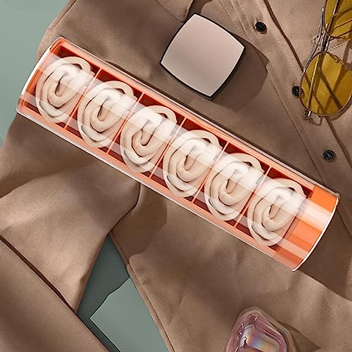 degtnb Underwear Drawer Organizer, Socks Organizer Separate Compartments Dustproof Plastic 6 Cells Underpants Ties Bras Storage Box