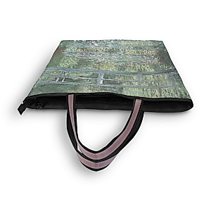 WIHVE Tote Bag Japanese Bridge Water-Lily Pond Monet Shoulder Handbag Travel Beach Bag