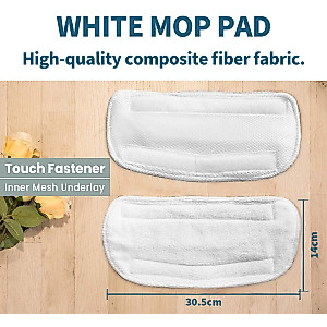 sandoo Steam Mop Pads, 4 Pack Household Washable Pads for SC1050 Steam Mop, Replacement Microfiber Mop Pads, with Touch Fastener, for Various Floors, 2 White and 2 Blue, SC0001