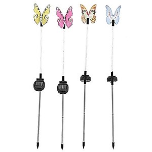 Hosi Solar Lawn Light, Easy to Install Butterflies Shaped Stainless Steel 4Pcs Waterproof Solar Pathway Lights, 30.7X4.1Inch for Gardens Lawns