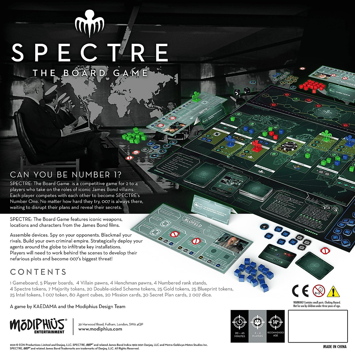 Spectre The Board Game | Spy Vs. Spy on The James Bond Movies for Adults and Kids | Ages 14+ | 2-4 Players | Average Playtime 20-45 Minutes | Made by Modiphius Entertainment