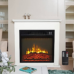 FRITHJILL Electric Fireplace, Freestanding Portable Wood Cabinet Fireplace Heater with Remote Control, 1400W
