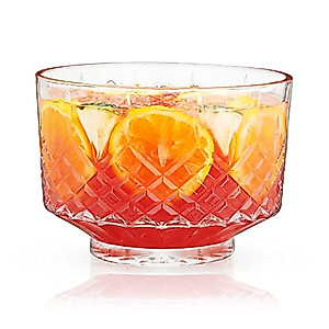 Viski Admiral Crystal Punch Bowl - Vintage Style Glass Punch Bowl for Parties - Serveware for Cocktails, Dishwasher Safe 2.5 Gallons 320oz Set of 1.