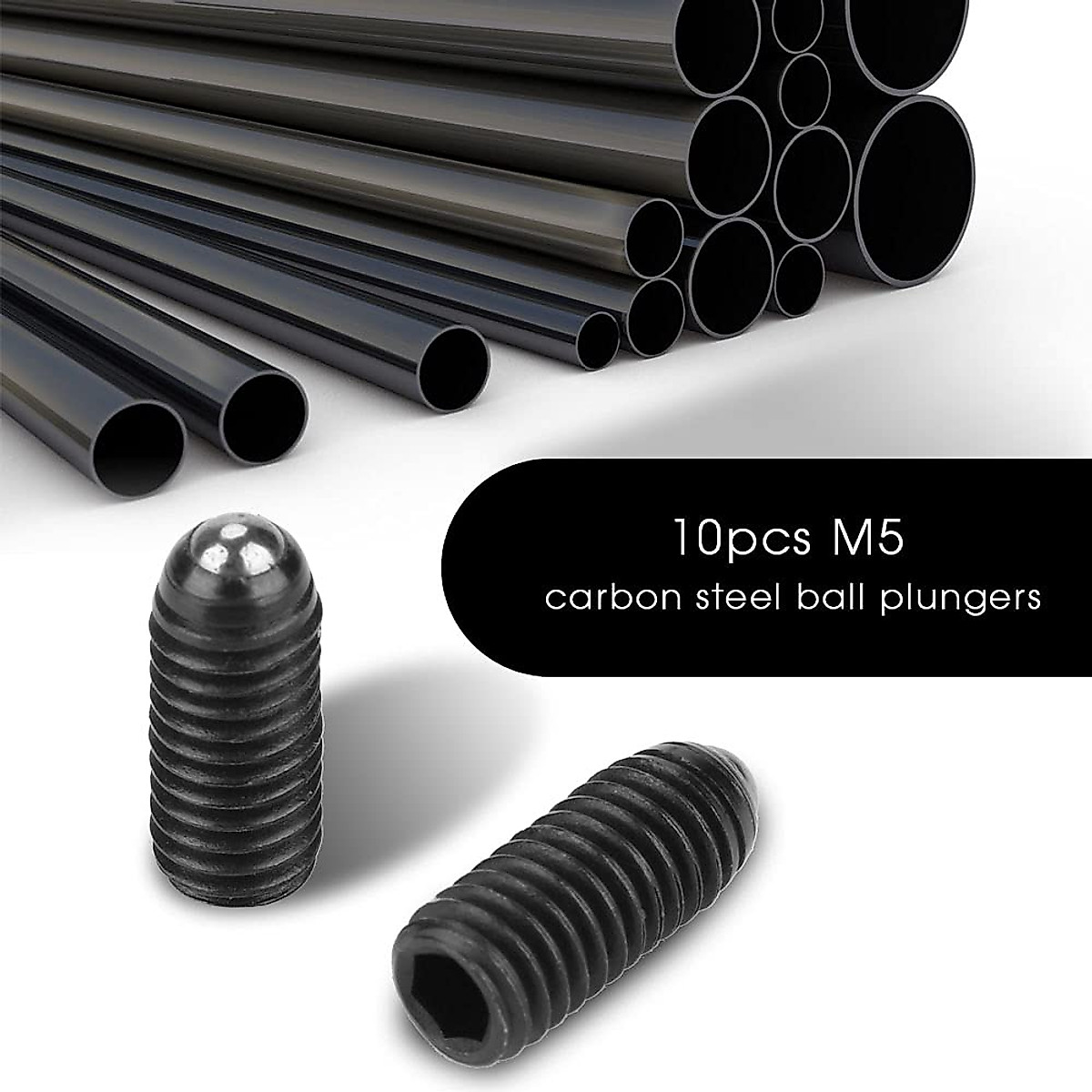 Ball Plunger, M5 Screw Thread with Spring Hex Socket Ball Plunger, for Mechanical Clamp Devices(M5*12(10PCS))