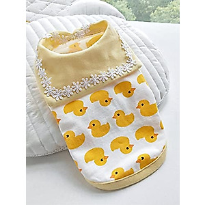 QWINEE Cartoon Dog Tank Top Cute Sailor Collar Dog Vest Cat Tee Shirt for Small Medium Dog Puppy Kitten Yellow XL