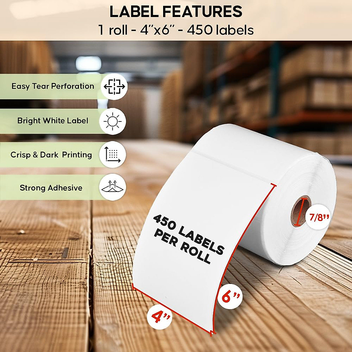 Arkscan SL450 4x6" Shipping Label in 1 Roll (450 Pages per roll) for Arkscan 2054A, Zebra LP2844 Zp-450 Zp-500 Zp-505 & Zebra Compatible Printers, Direct Thermal, White