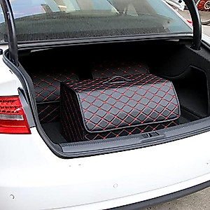 Folding Leather Car Trunk Storage Box Waterproof Cargo Storage Bag Storage Organize Storage Box (D L)