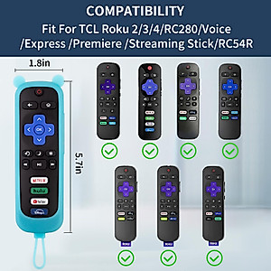 2 Pack Cute Roku Remote Cover - Silicone Protective Case for Roku TV TCL - Anti Slip Remote Sleeve Glow in The Dark (Glow Green + Glow Blue)