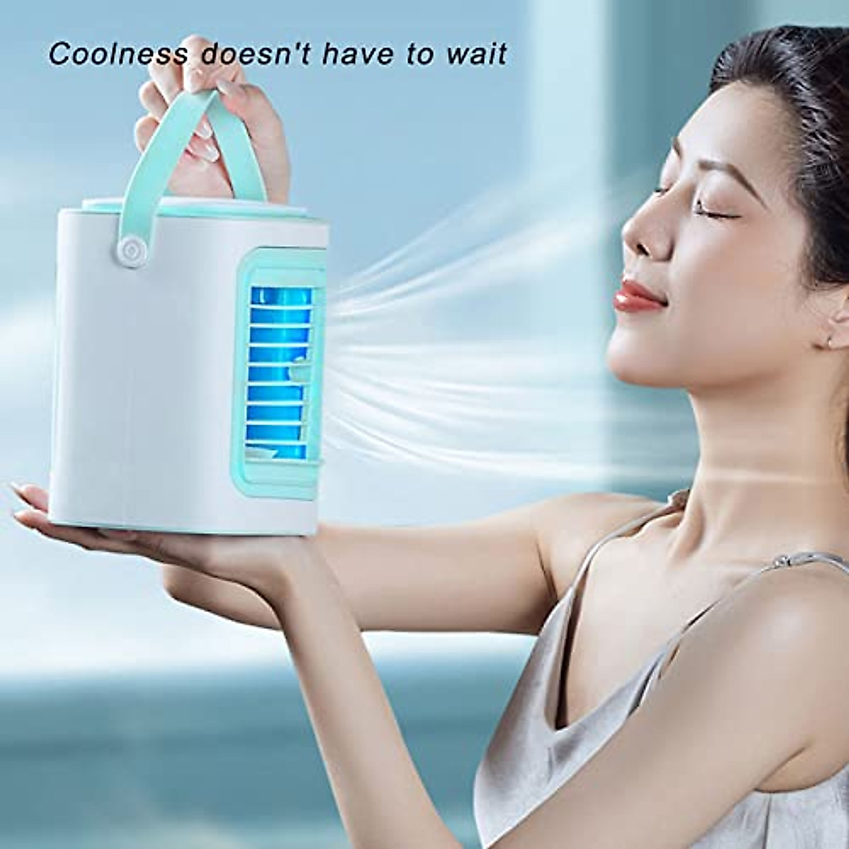 Air Cooler, Lightweight Portable Evaporative Air Cooler, Rechargeable Removable Air Conditioners with 3 Gear Speed Adjustable for Bedroom, Office, Car, Camping, Desk, Living Room