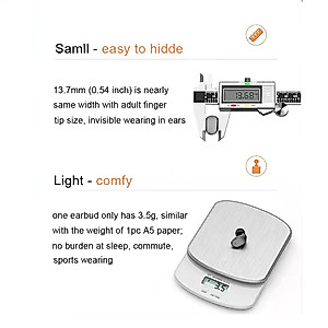 NVAHVA True Wireless Invisible Earbuds, Headphones with Microphone for iOS Android, USB-C Charge, IPX5 Waterproof, Touch Control, Small Bluetooth Ear Buds for Commute Sports Sleep (Black-red)