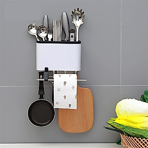 ceramic Utensil Caddy Non Perforated Wall Mounted Drainage Shelf Pen Holder chopstick holder