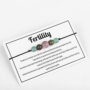 COLORFUL BLING Natural Healing Stone Quartz Crystal Bead Bracelet with Meaningful Card for Women Men Spiritual Anxiety Reiki Chakra Bracelets Protection Jewelry-fertility